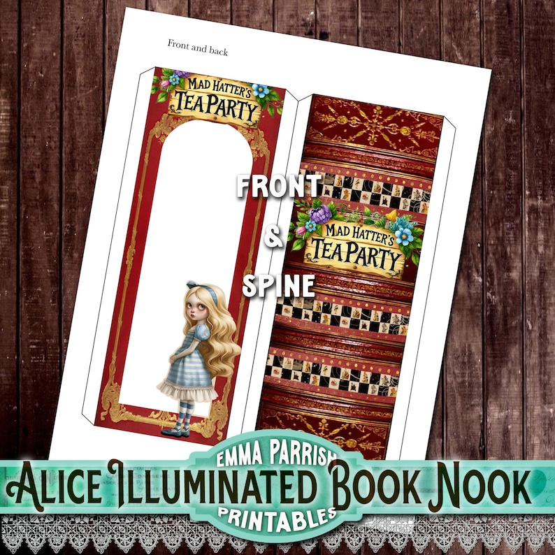 Alice Book Nook, Printable, Mad Hatter, Home Decor, Lights, Old Book ...