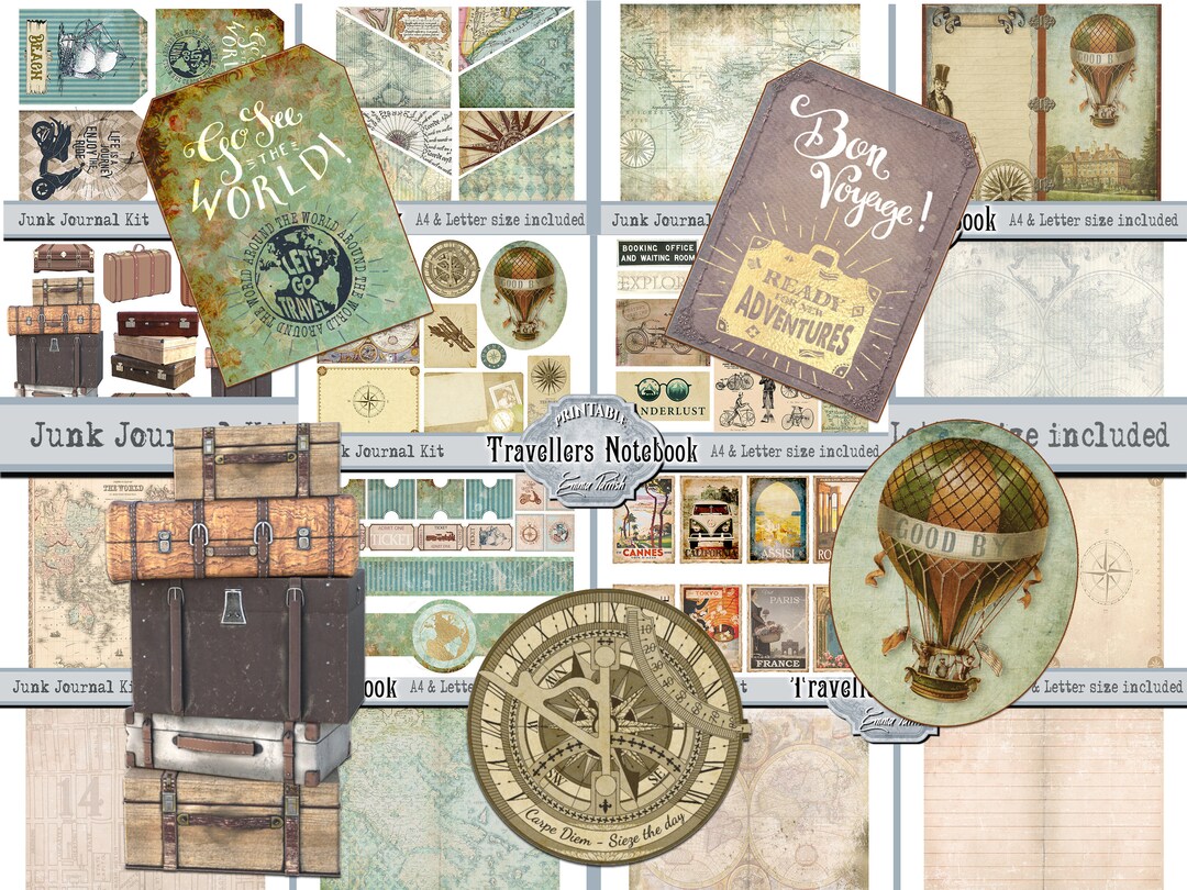 Travellers Notebook Journal Kit, Holiday Journal, Travel Printable ...