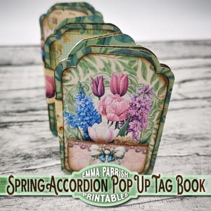 Spring Pop-up Tag Book Printable Kit, DIY Accordion Journal, Cricut ...