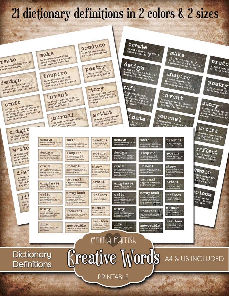 Journal Word Dictionary Definitions Printable Junk Journal - Etsy