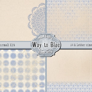 Blue Junk Journal Kit, Blue Vintage Printable Pages, Blue Digital ...