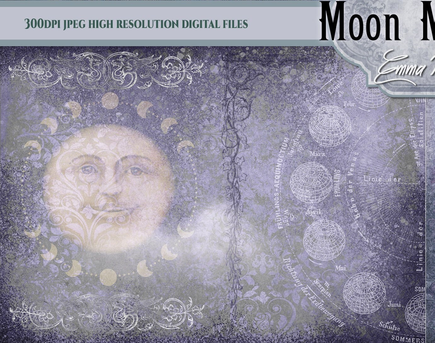 Moon Magic Printable Paper Set Junk Journal Printable Kit | Etsy UK