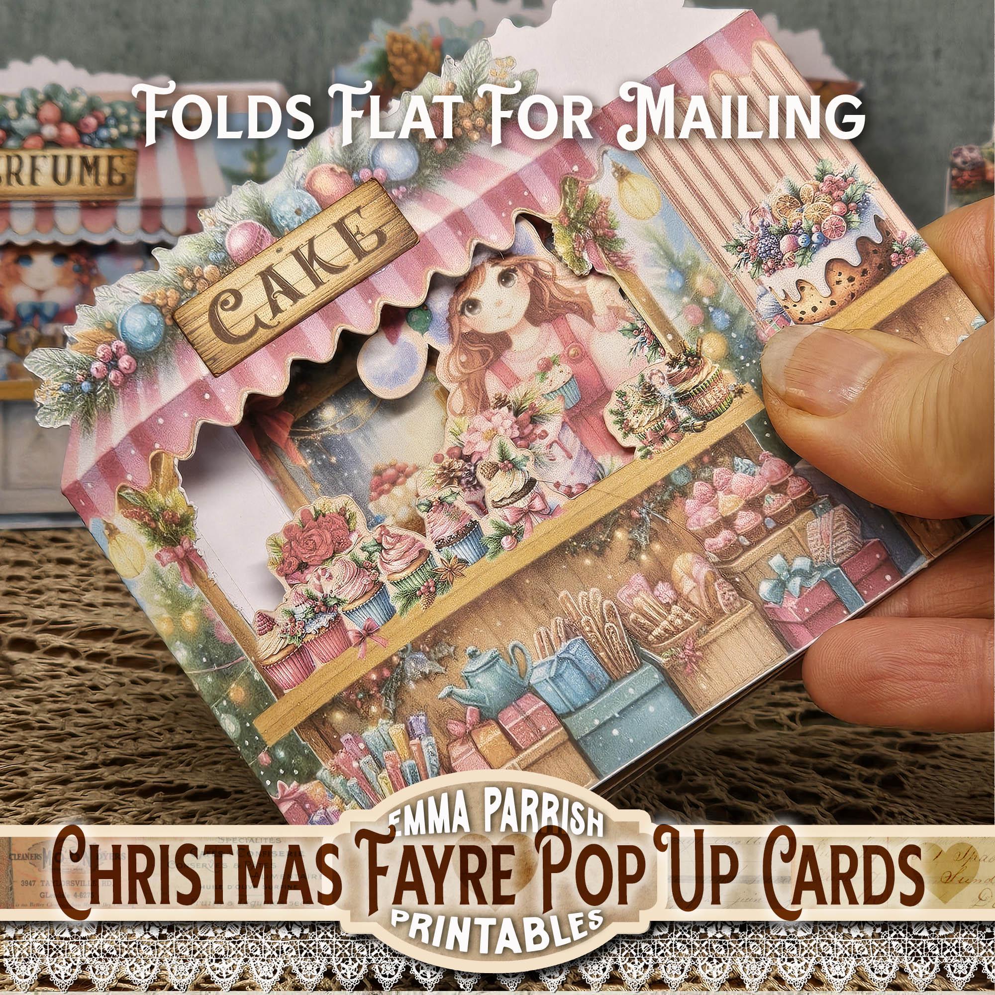 Pop-up Christmas Fayre Printables Card Kit, Set of 6, DIY 3D Papercraft ...