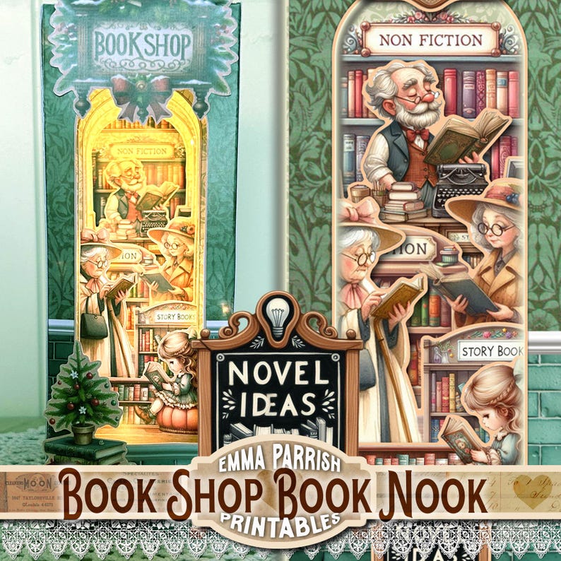 Book Store Book Nook Printable Kit, Christmas Gift & Decor, 3D DIY ...