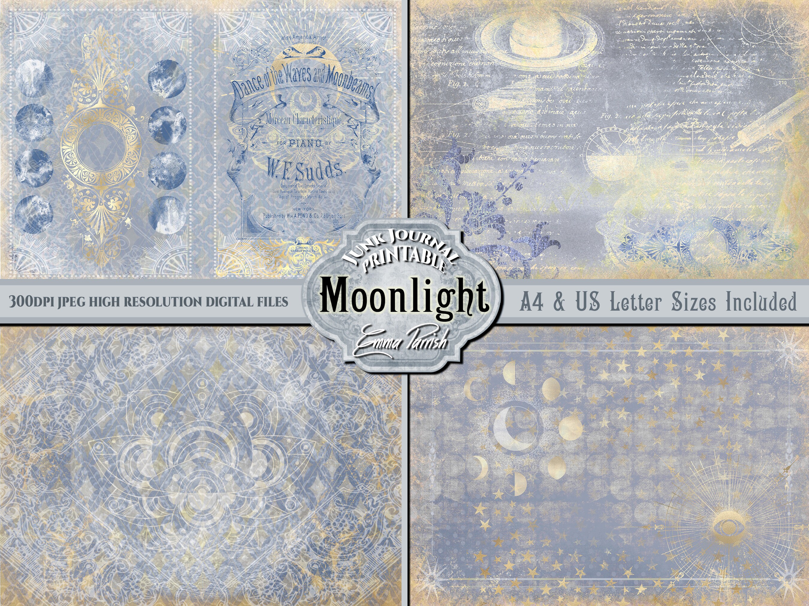 Moon Junk Journal Printable Kit, Moonlight Witch Journal, Celestial ...