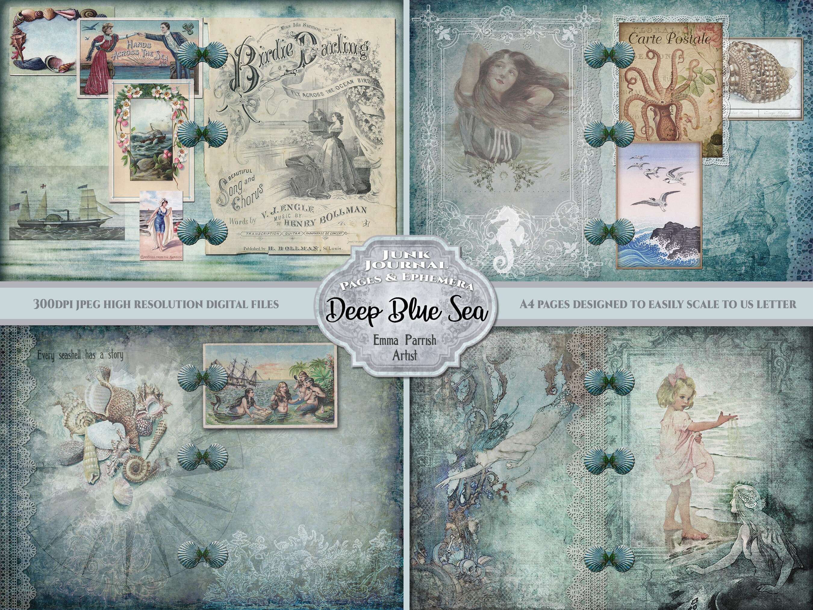 Ocean Junk Journal Kit Nautical Blue Digital Paper Printable - Etsy UK