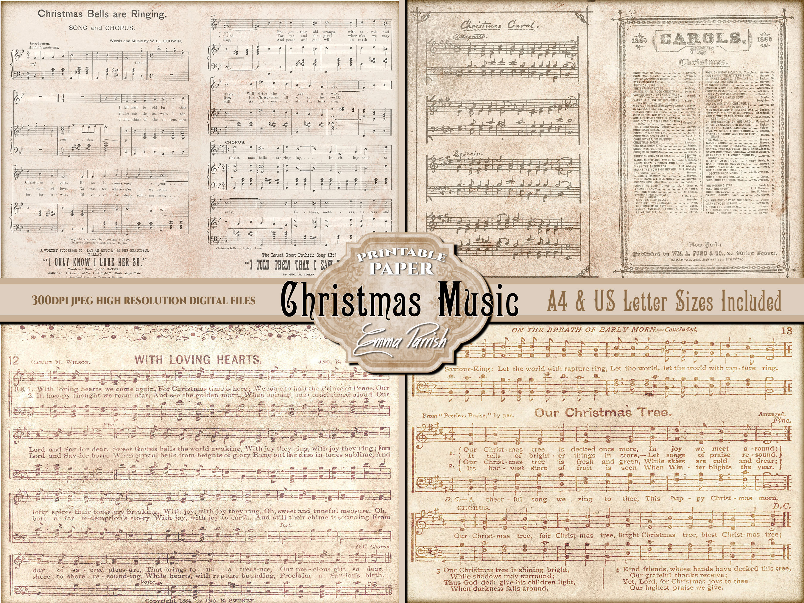 Vintage Christmas Printable Music Paper Christmas Junk - Etsy