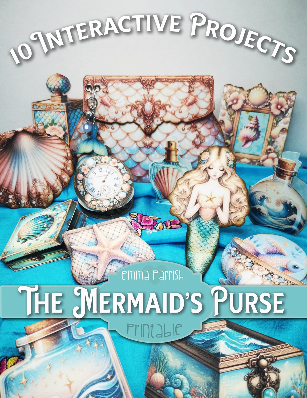 Mermaid's Purse Printable Junk Journal Folio, 10 Interactive Papercraft ...