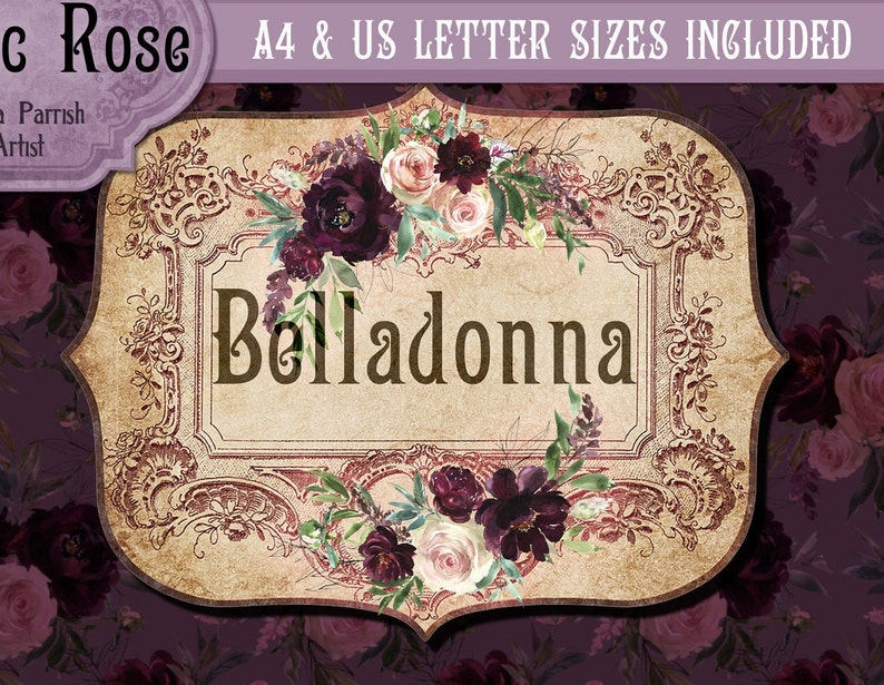 Vintage Gothic Printable Labels Rose Junk Journal Card Making - Etsy