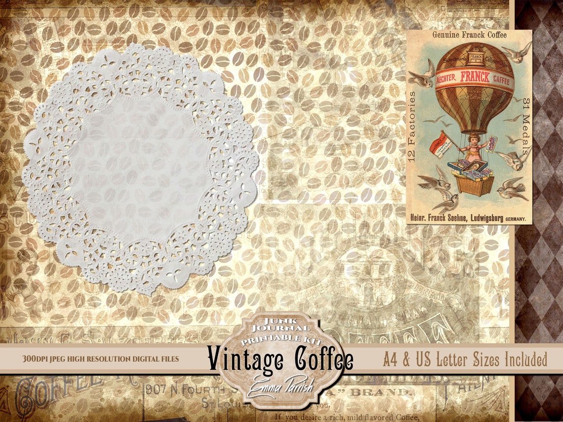 Coffee Junk Journal Printable Papers Coffee Stained Paper | Etsy