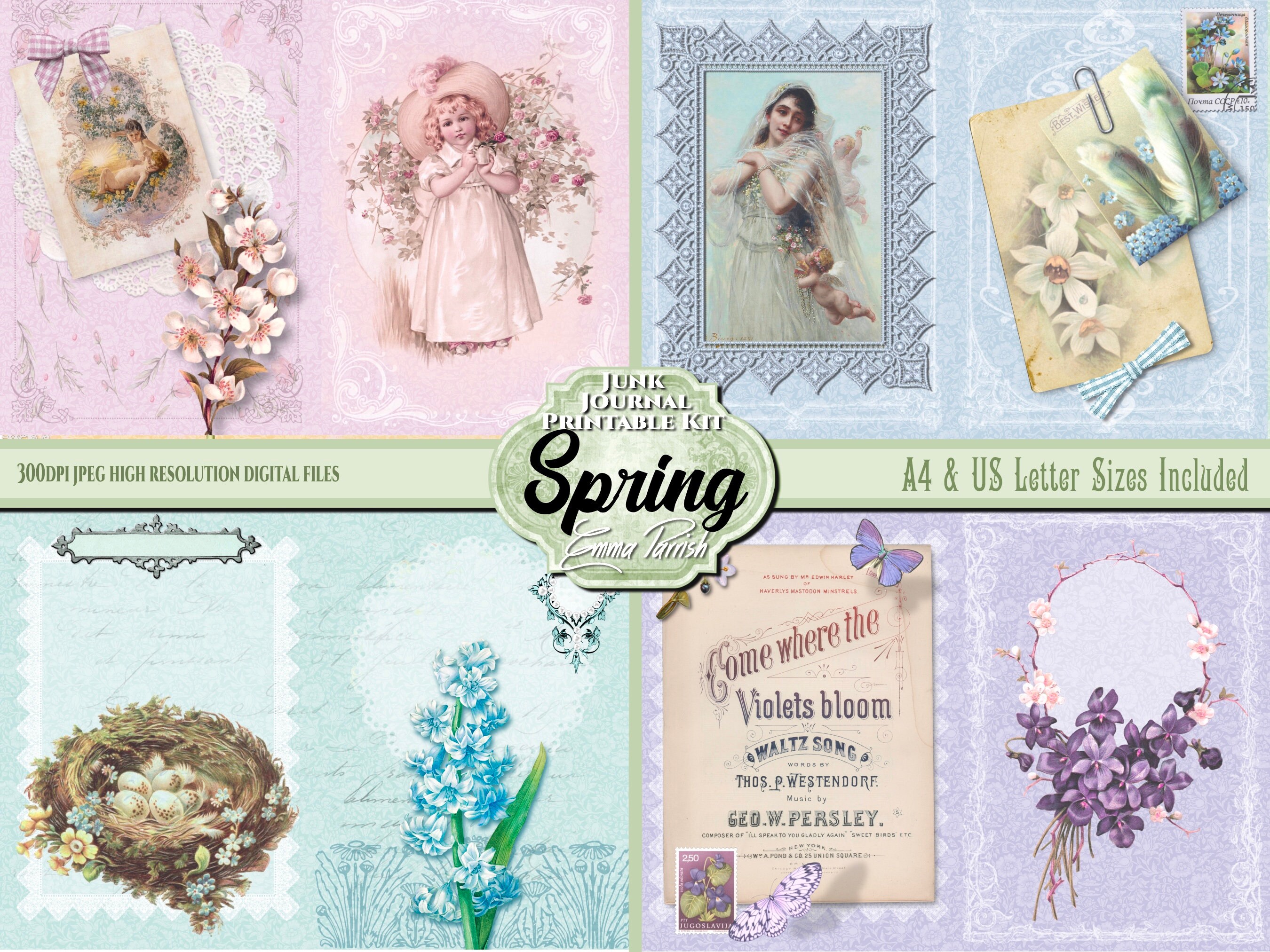 Spring Junk Journal Printable Kit Spring Printable Ephemera | Etsy