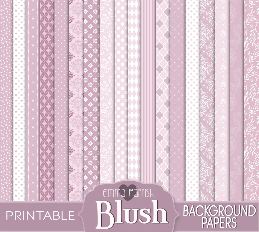 Pink Blush Patterned Printable Paper Kit, Junk Journal, Scrapbook ...