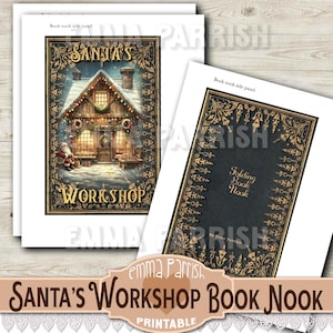 Christmas Book Nook, Printable, Santa's Workshop, Christmas Decoration ...