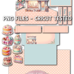 Pop up Cake Shop Card, Cricut PNG, Cupcake, Bakery, Box Card Printable ...