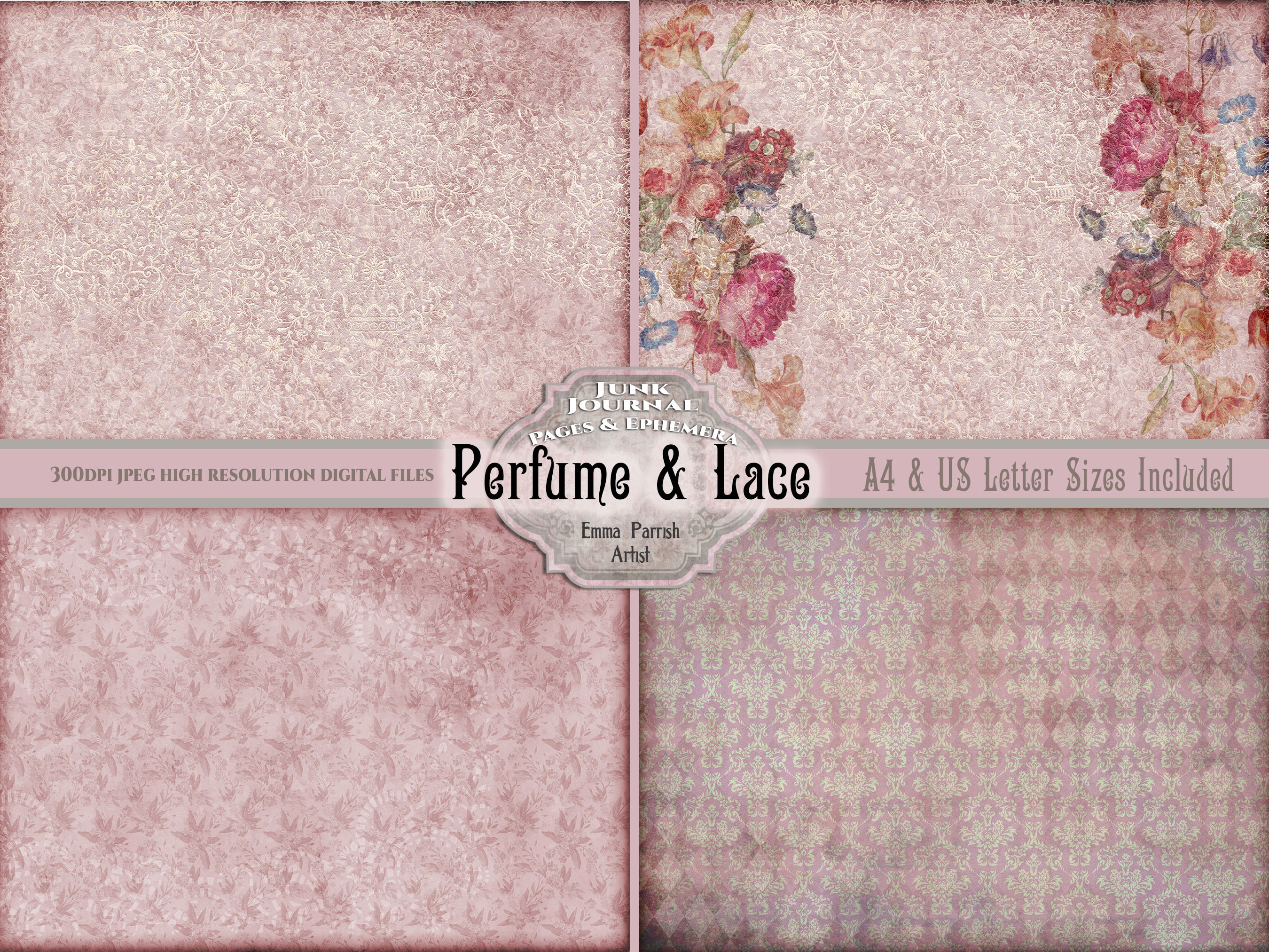 Pink Junk Journal Kit, Printable Paper Craft Kit, Perfume & Lace ...
