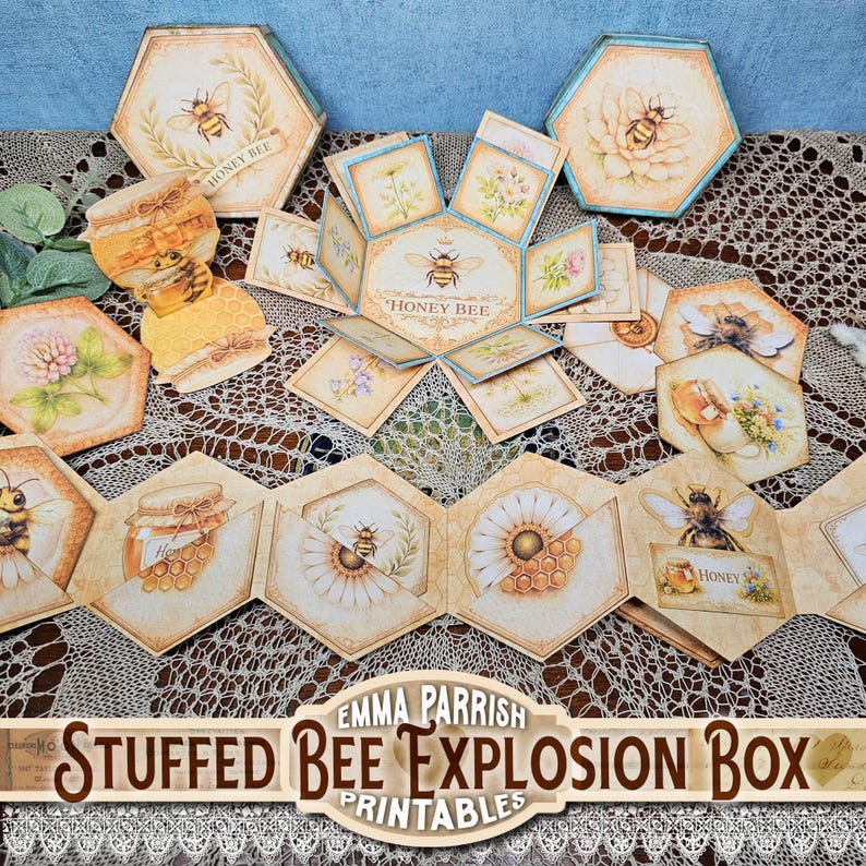 Bee Explosion Box Printable, Junk Journal Kit, Cricut & Hand Cut ...