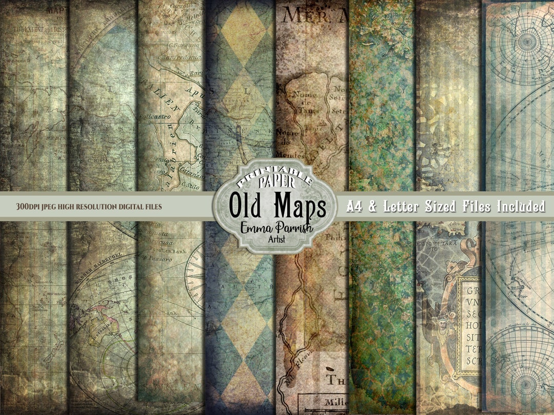 Printable Travel Junk Journal Papers, Old Map Pages, Vintage Printable ...