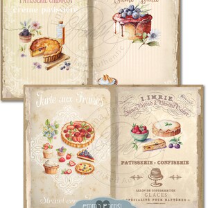 Bakery Cake Journal Kit, Printable, Shabby French Patisserie, Pastries ...