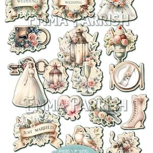 Wedding Scrapbook Printable Kit, Marriage, PNG & Jpeg, Cricut, Canva ...