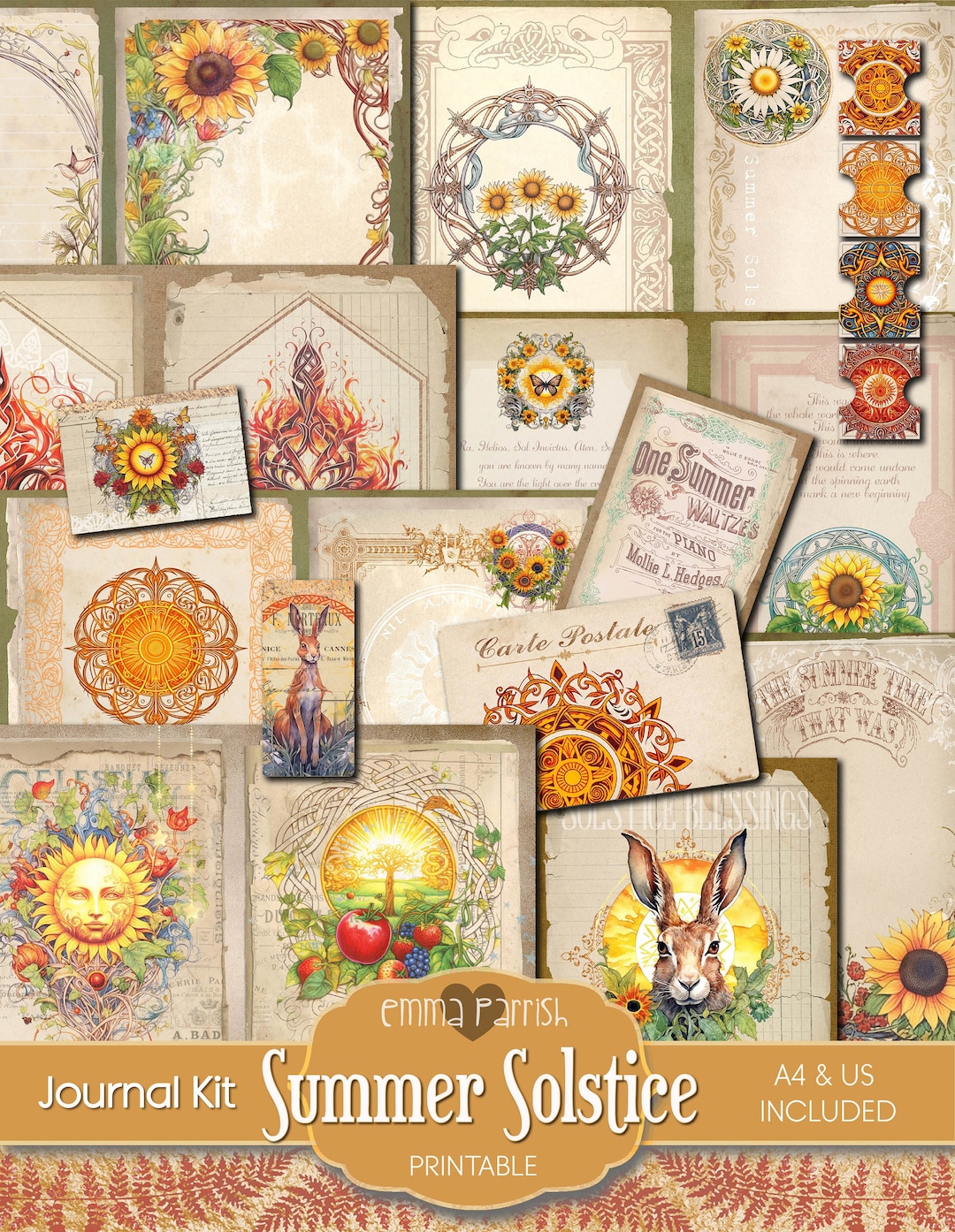 Summer Solstice Junk Journal Printable, Summer Equinox, June, Sabbat ...