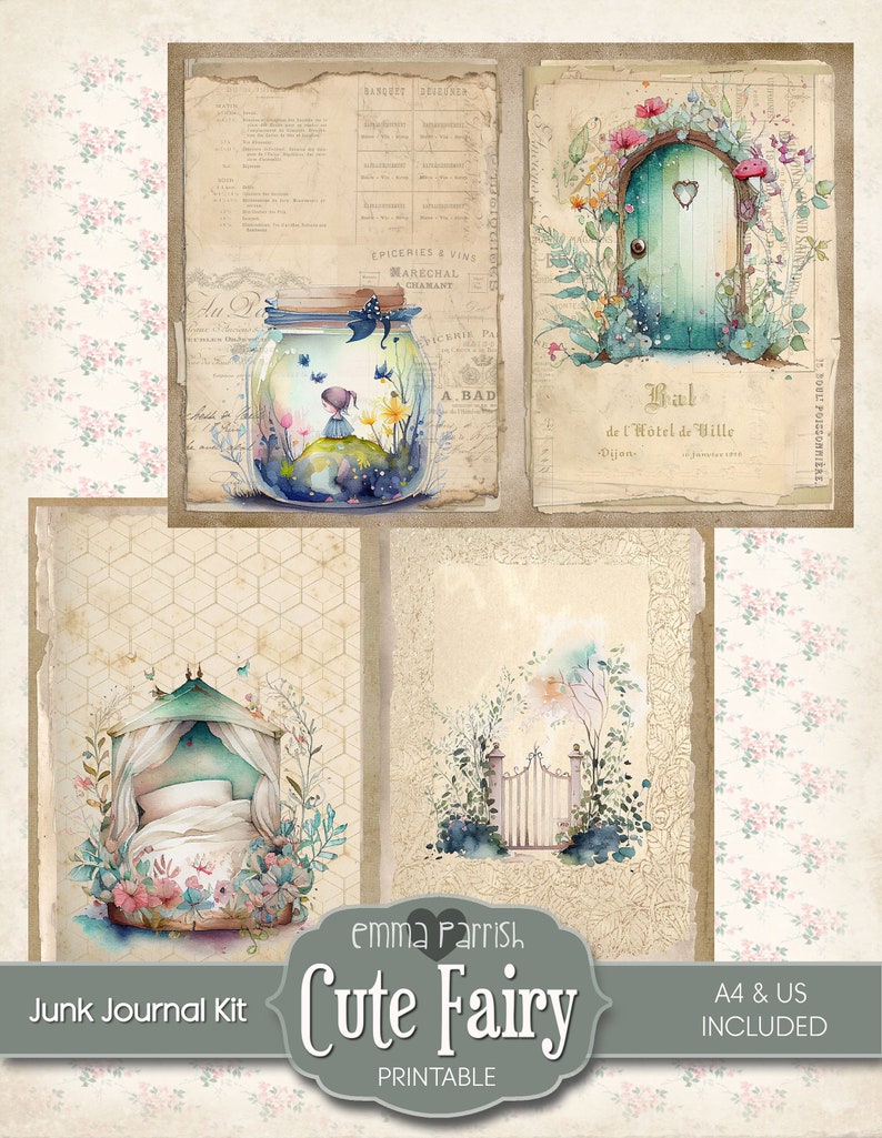 Cute Fairy Junk Journal, Printable, Fairies Journal, Watercolor Fantasy ...