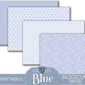 Blue Patterned Printable Paper Kit, for Junk Journal, Scrapbook ...