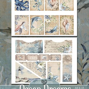 Ocean Junk Journal Kit, Nautical Blue Digital Paper Printable, Dolphin ...