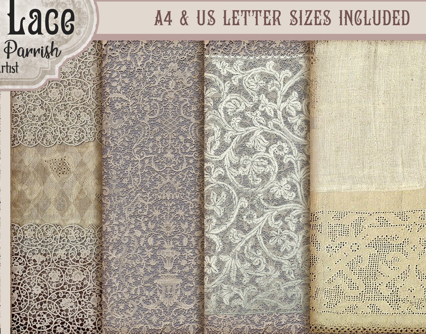 Vintage Lace Printable Digital Paper Antique Lace Junk | Etsy