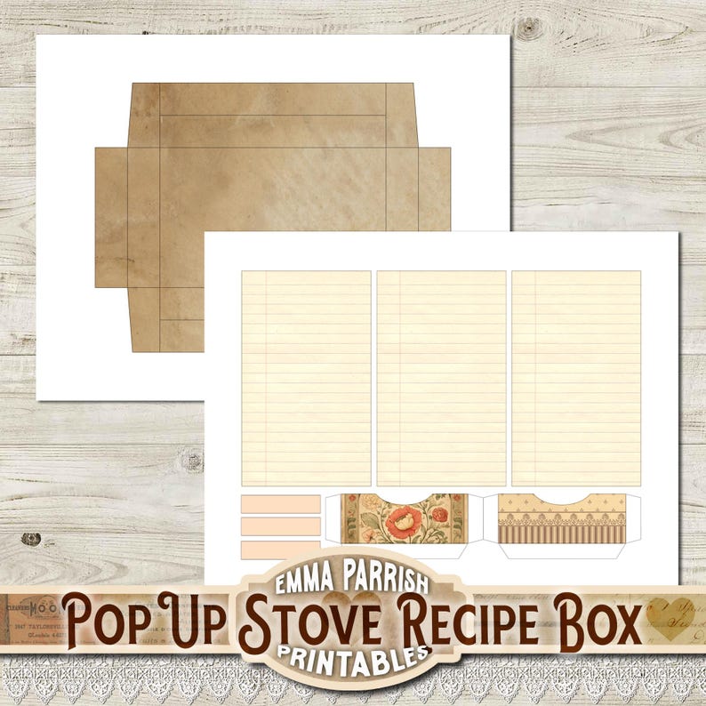 Pop up Stove Recipe Box, Printable Recipe Storage, Junk Journal ...