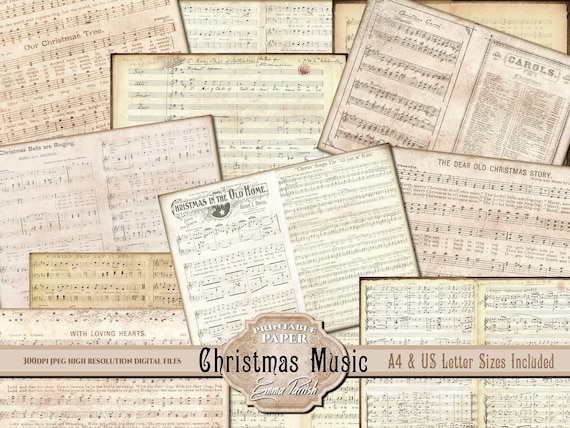 Vintage Christmas Printable Music Paper Christmas Junk - Etsy