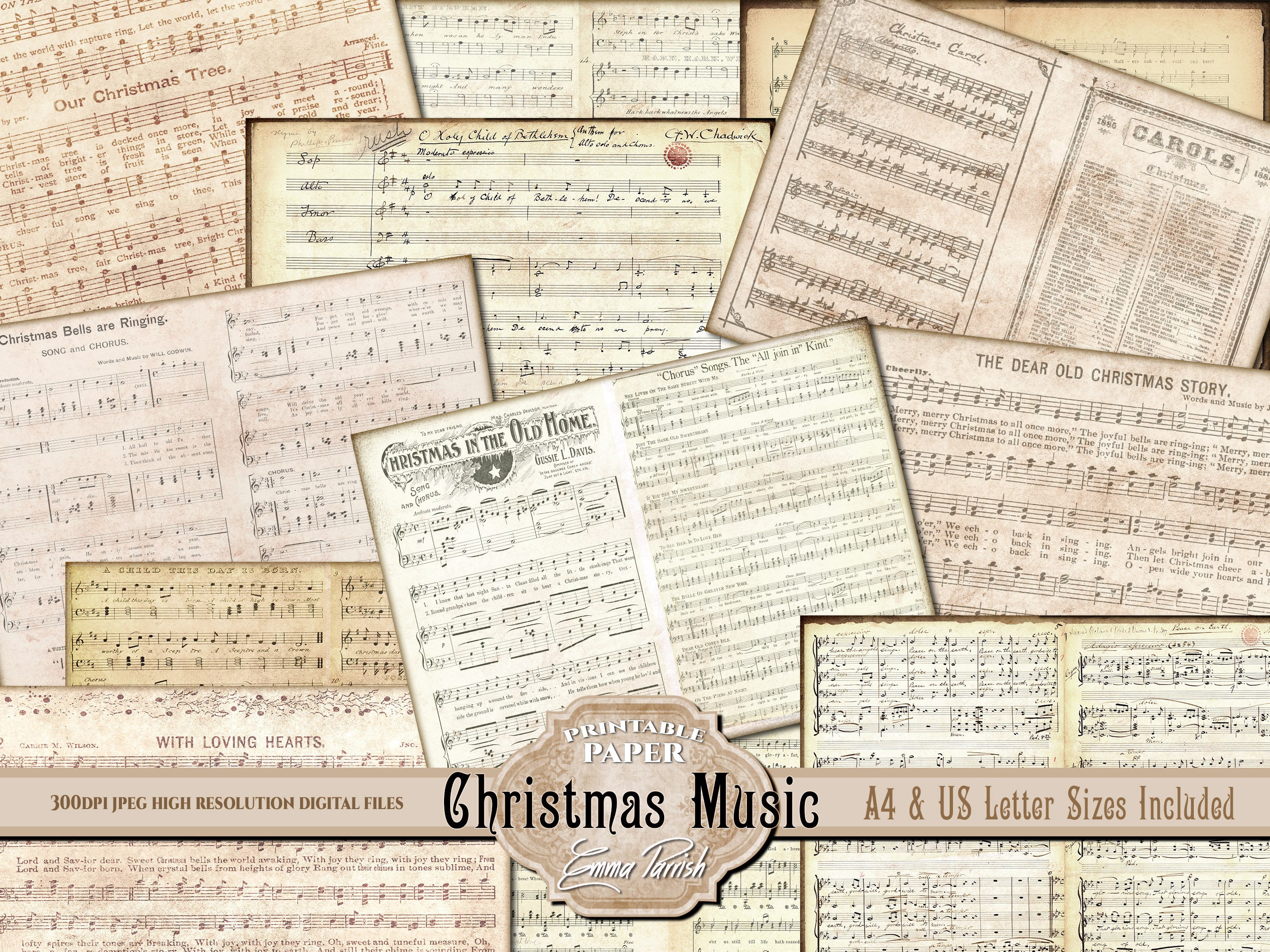 Vintage Christmas Printable Music Paper Christmas Junk - Etsy