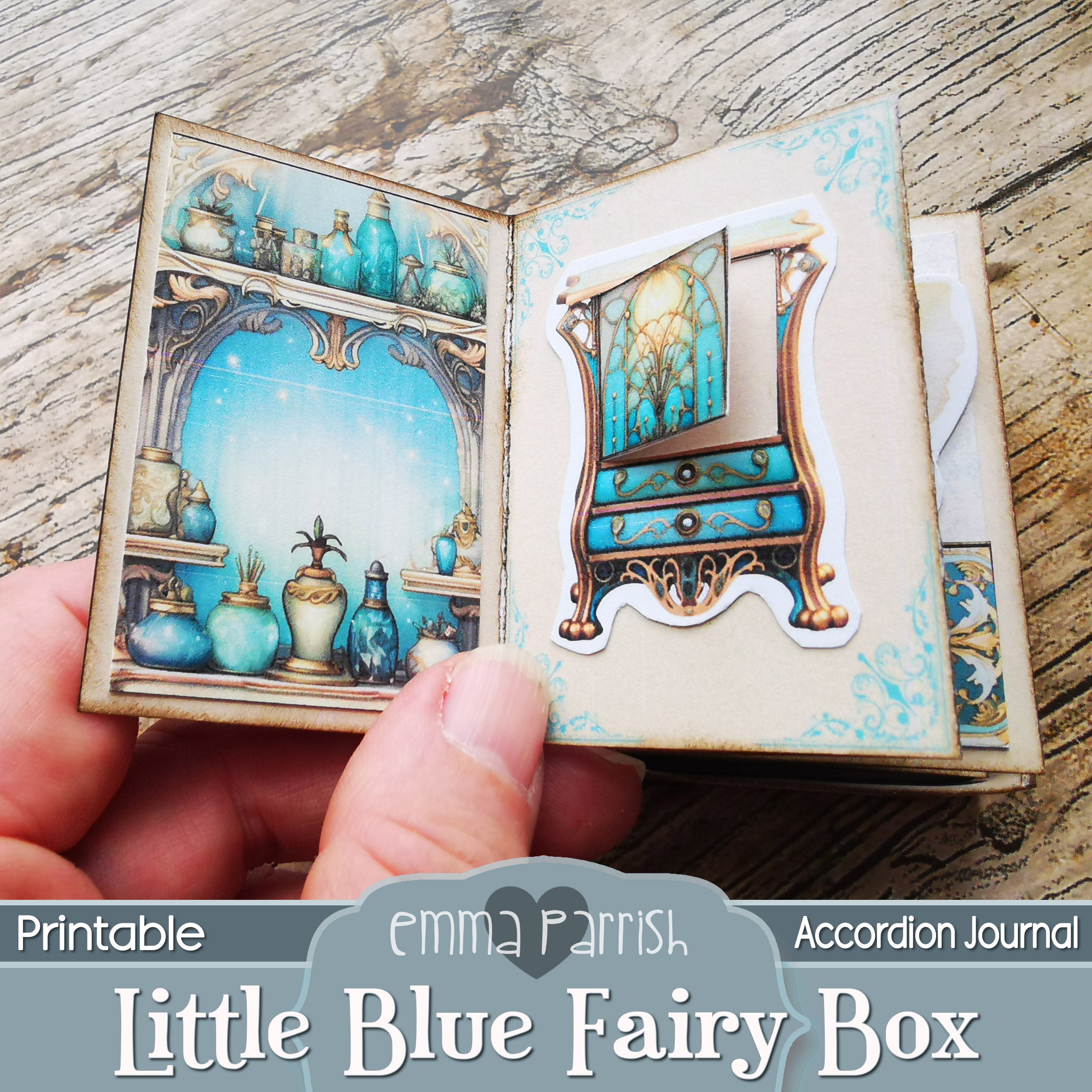 Blue Fairy Mini Journal Kit, Printable Matchbox Journal, Fairy Ephemera ...