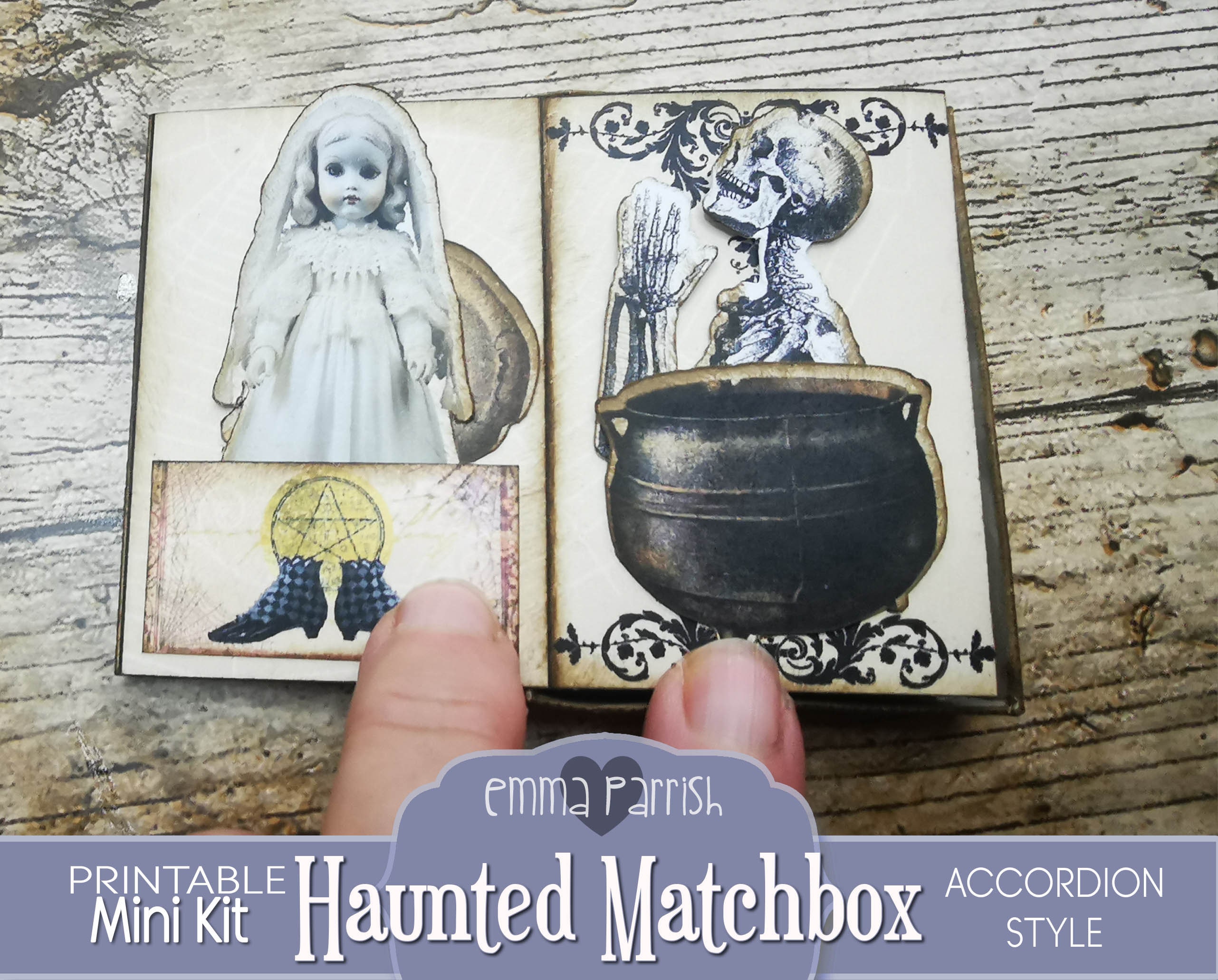 Haunted Matchbox Journal Kit, Gothic Printable Mini Journal, Ephemera ...