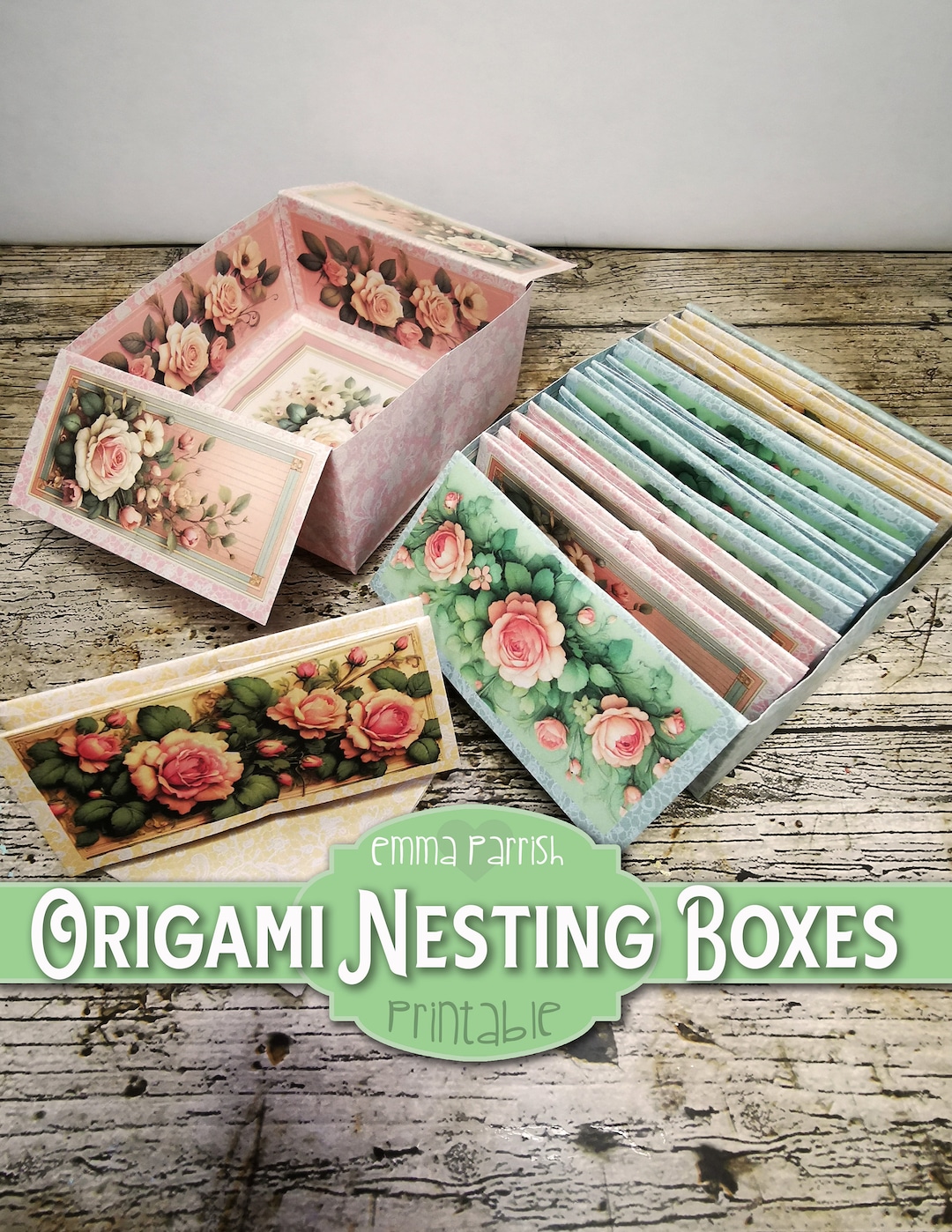 Paper Box Printable, Origami, Junk Journal Kit, Roses, Shabby Chic ...