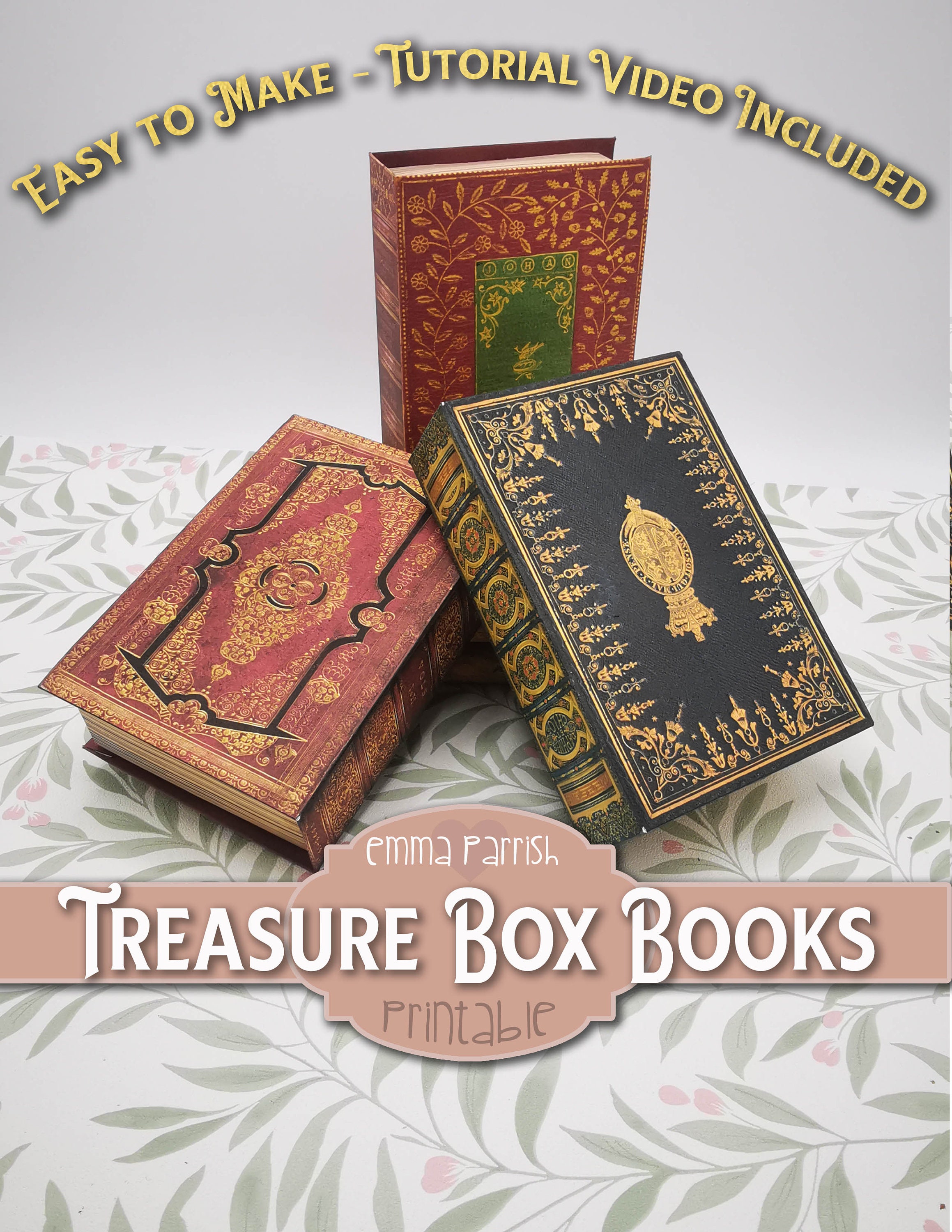 Printable Treasure Box Books, Antique Book Box, Faux Book, Papercraft ...