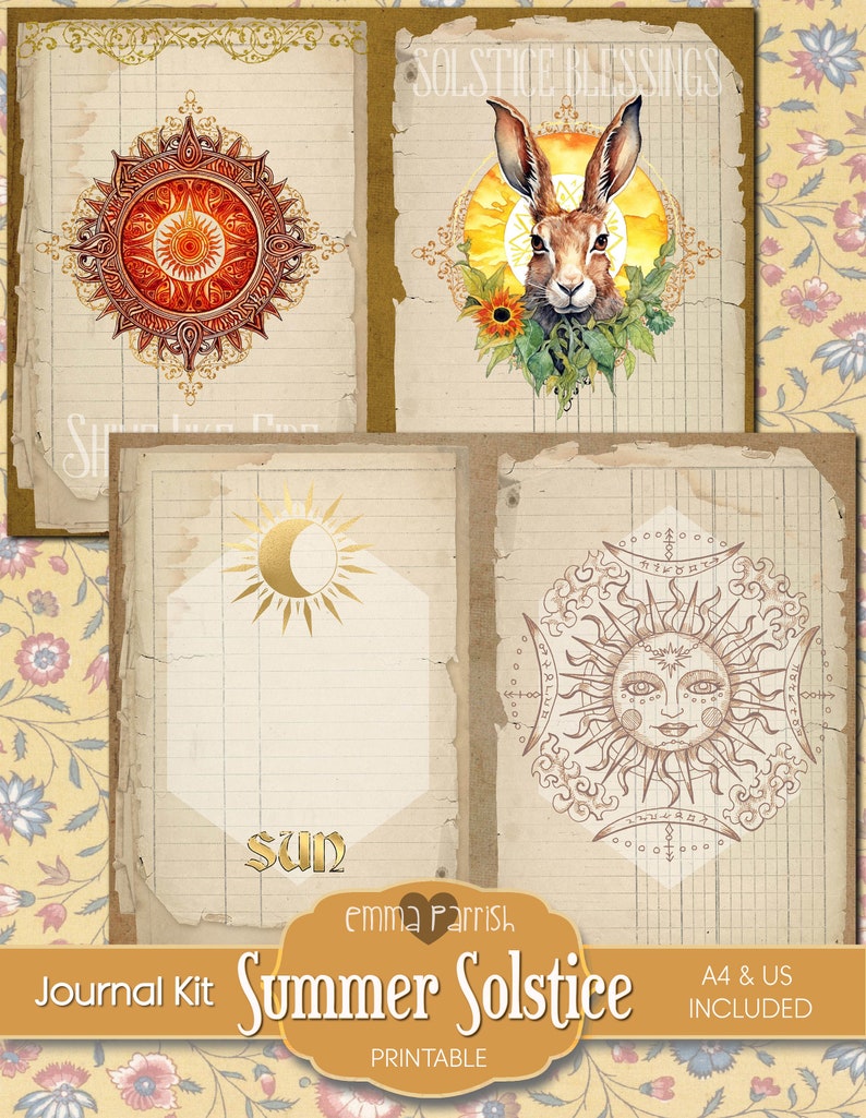 Summer Solstice Junk Journal Printable, Summer Equinox, June, Sabbat ...