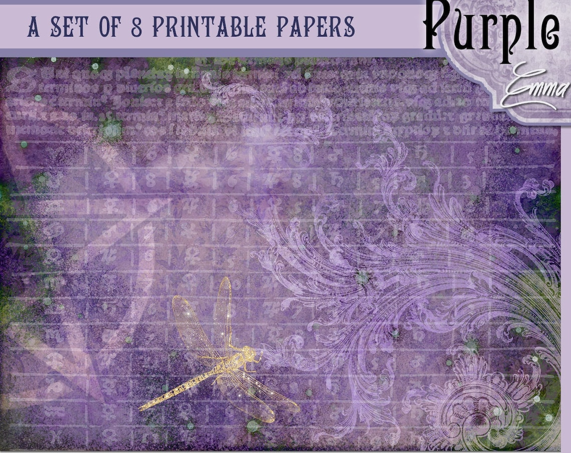 Purple Gothic Printable Paper Set Purple and Black Junk - Etsy