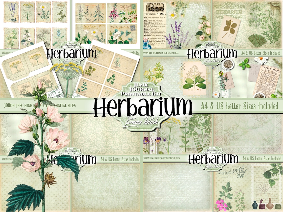 Herbal Botanical Junk Journal Printable Kit Herbal Remedies - Etsy