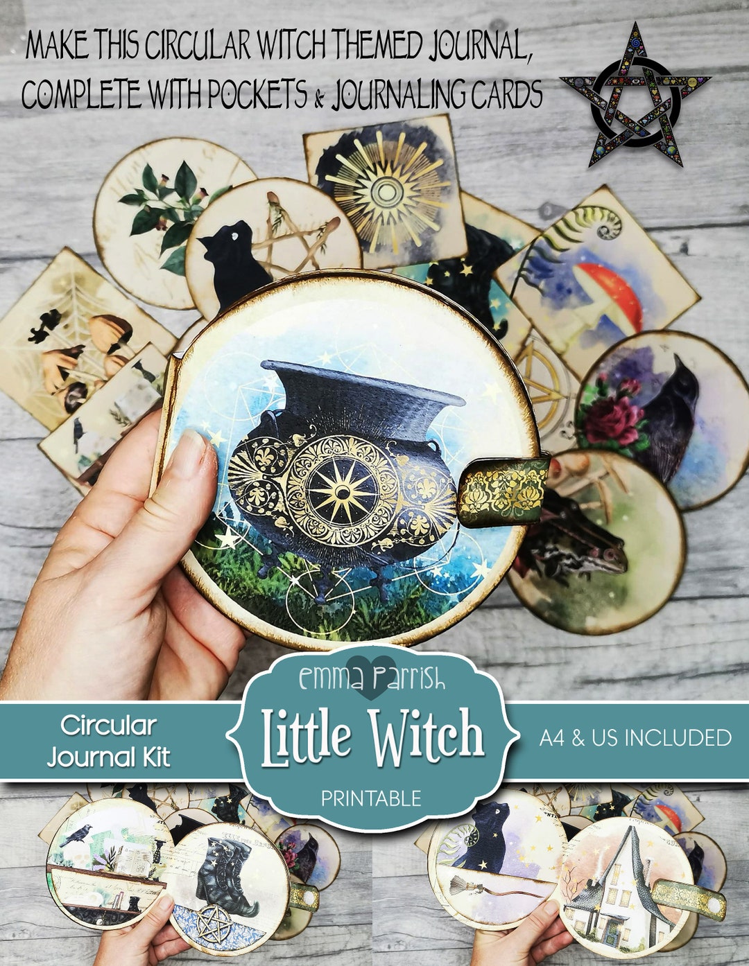 Witch Junk Journal Kit, Circular Printable Journal, Witches, Pagan ...