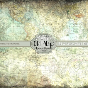 Printable Travel Junk Journal Papers, Old Map Pages, Vintage Printable ...