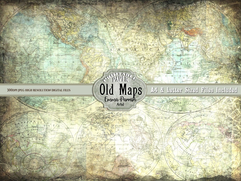 Printable Travel Junk Journal Papers, Old Map Pages, Vintage Printable ...