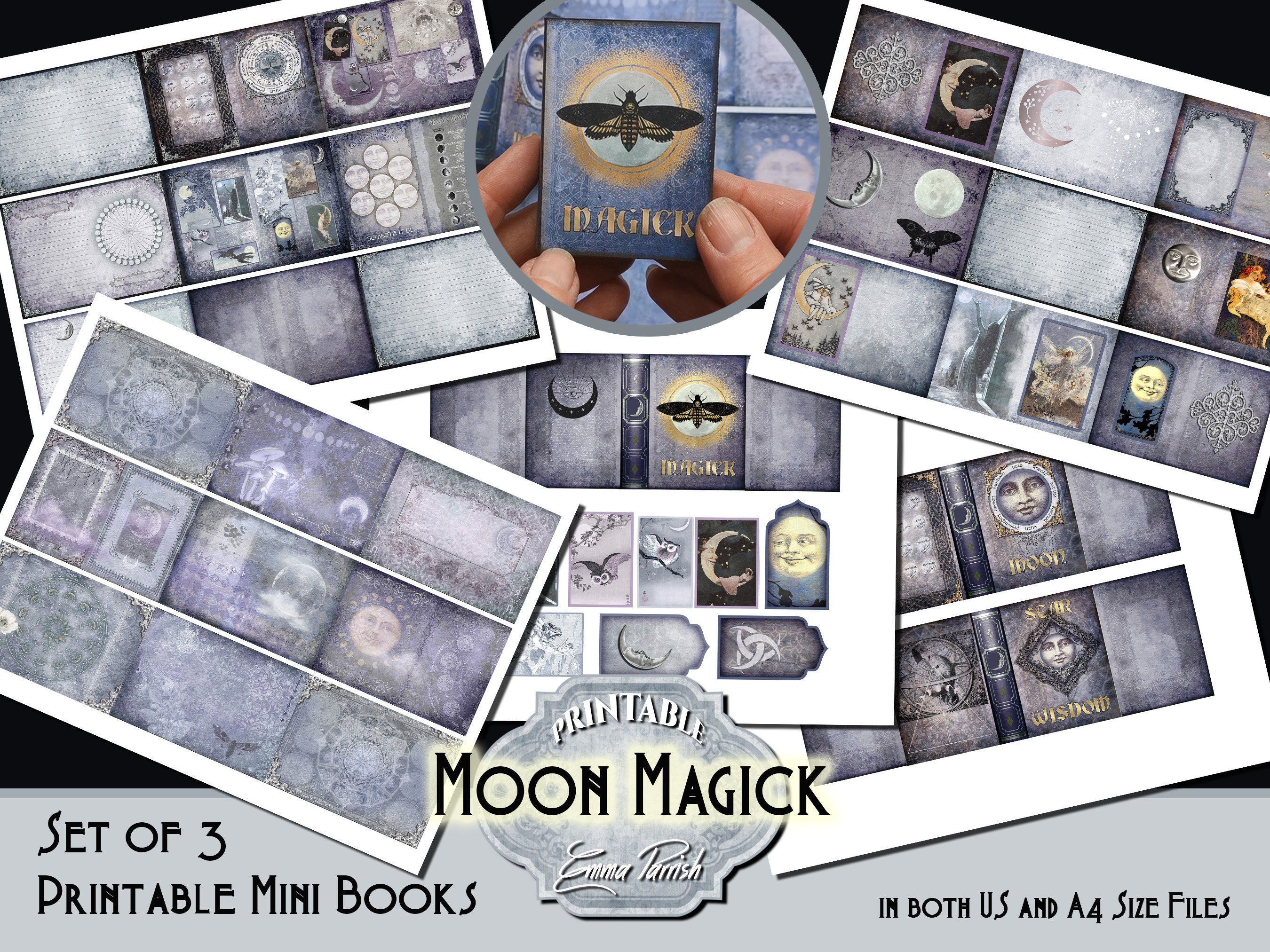 Moon Magic Mini Books Printable, Junk Journal, Gothic, Wicca, Pagan ...