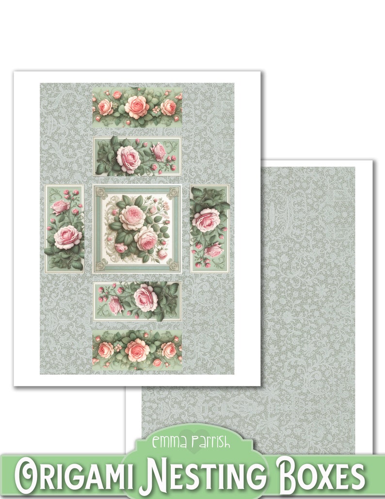Paper Box Printable, Origami, Junk Journal Kit, Roses, Shabby Chic ...