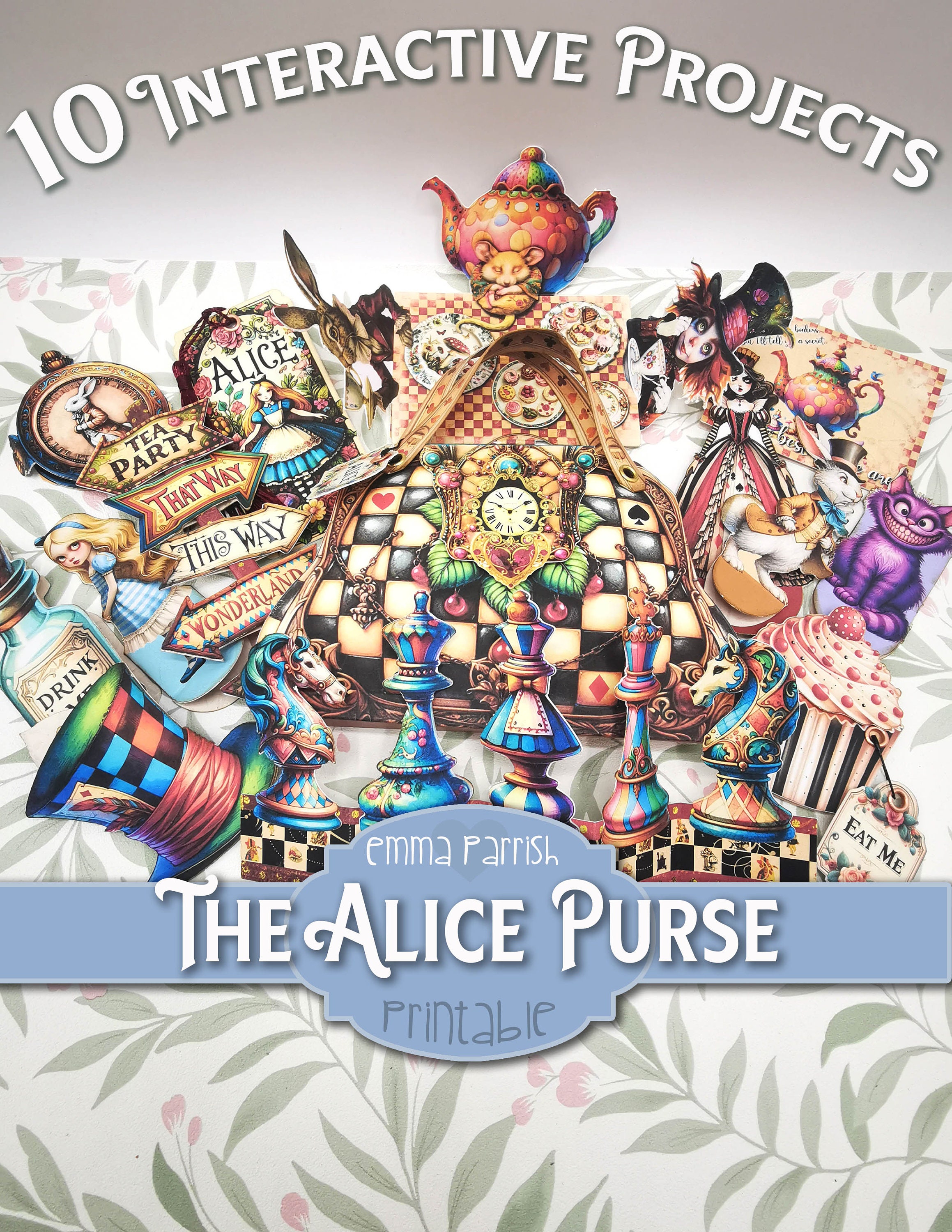 Alice in Wonderland Purse Printable Junk Journal Folio, Cricut Tested ...
