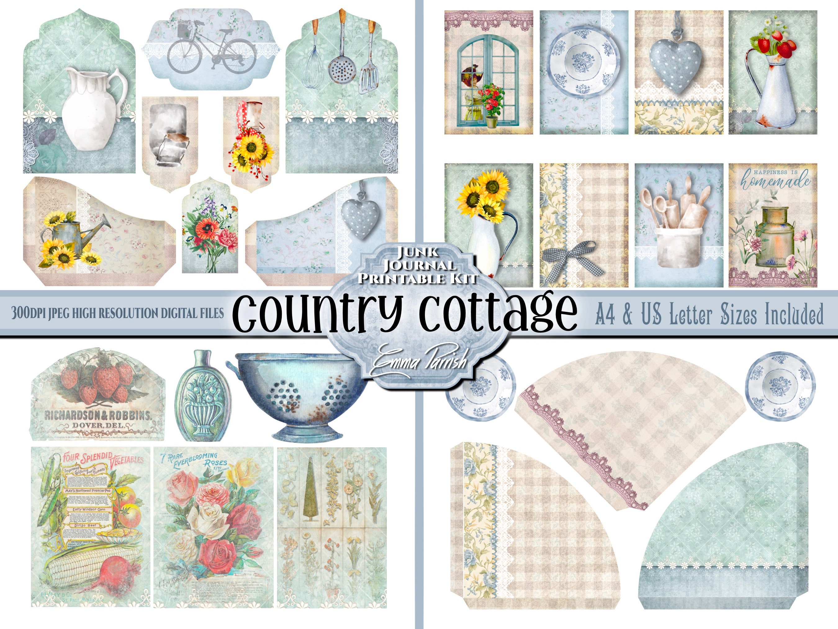 Cottagecore Printable Junk Journal Kit, Cottagecore Decor, Country ...