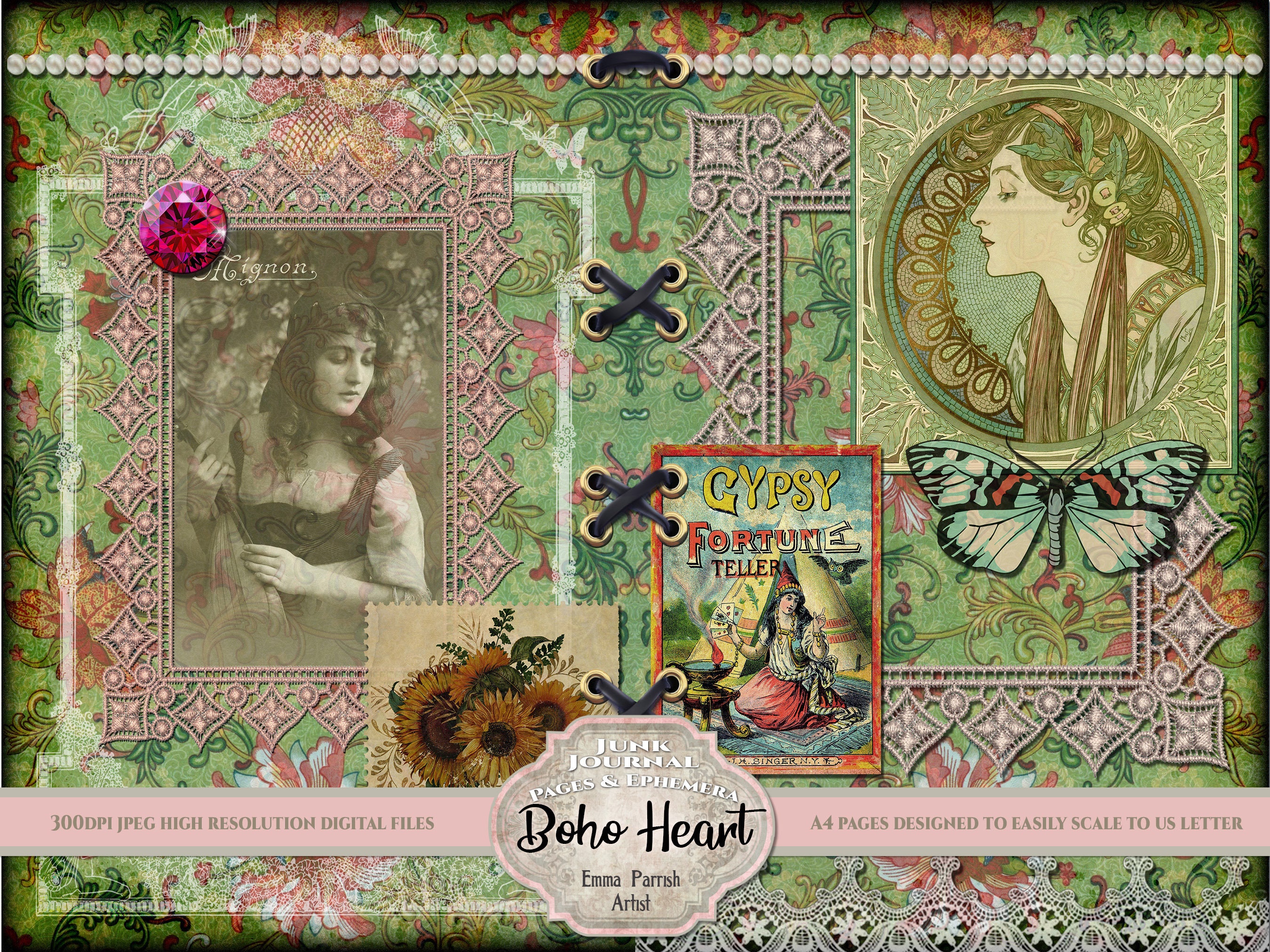 Boho Junk Journal Kit Bohemian Printable Papers Vintage - Etsy UK