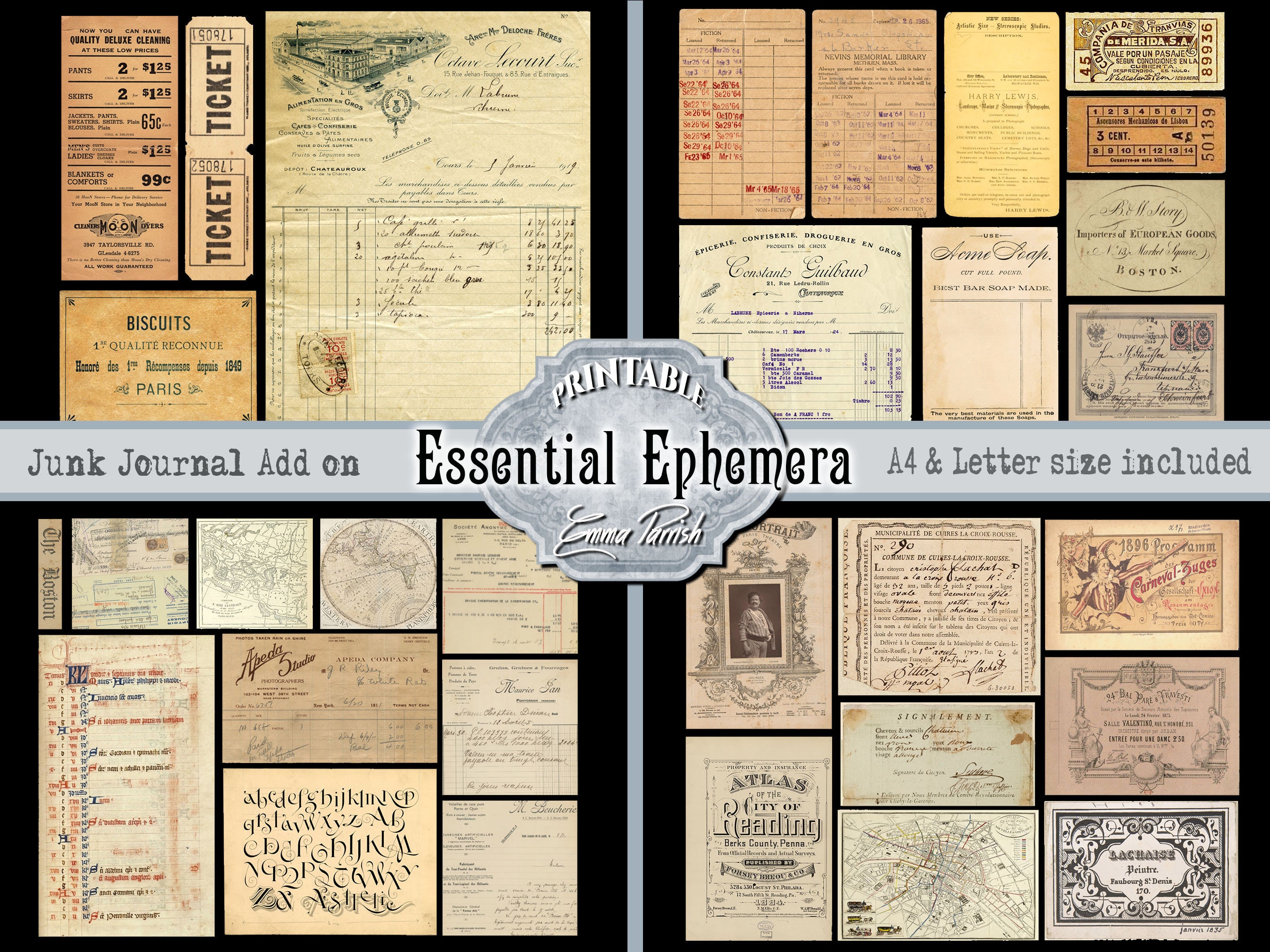 Vintage Printable Ephemera Pack Junk Journal Kit Add On Aged - Etsy