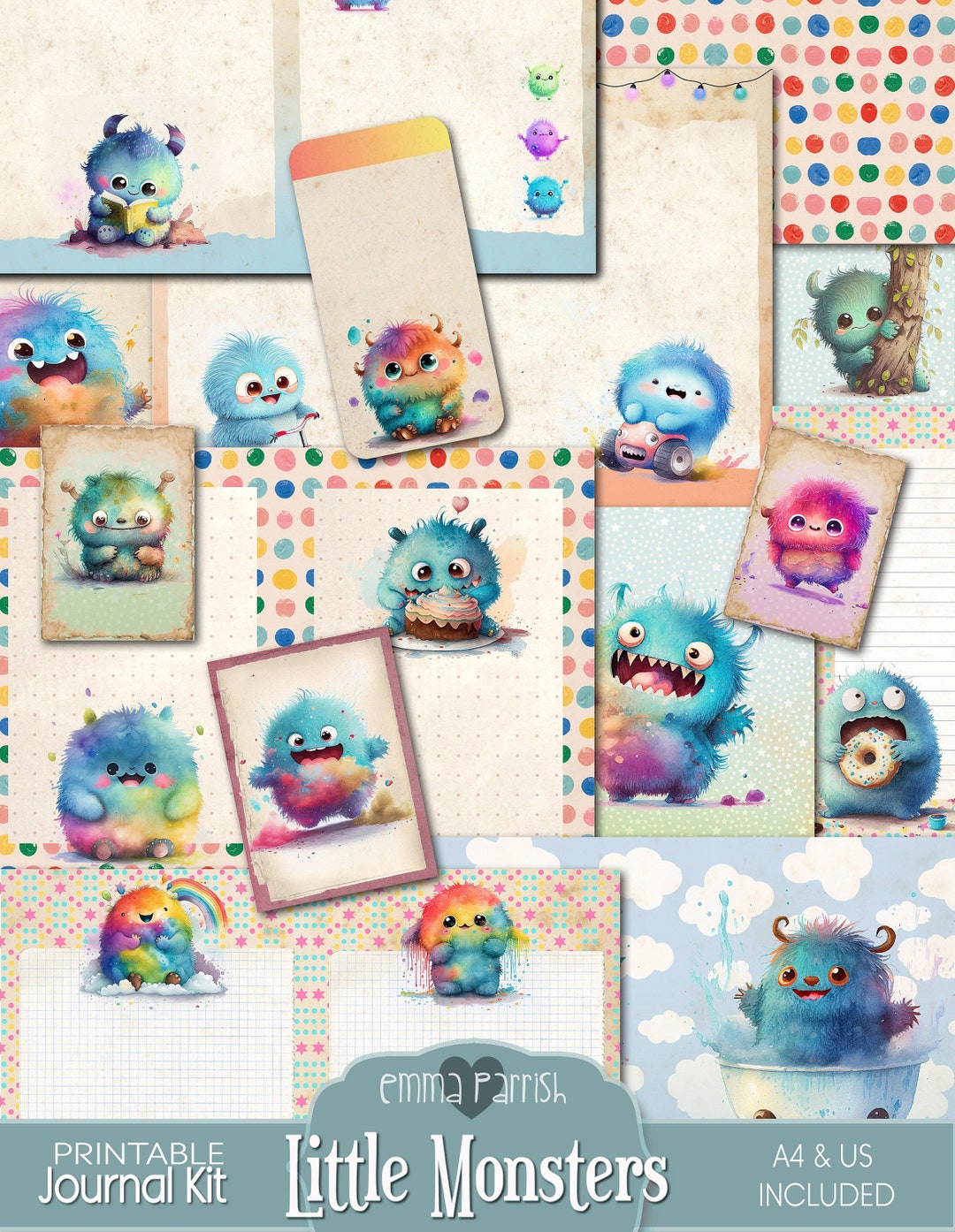 Junk Journal, Kids Printable, Little Monsters, Children, Cute, Childs ...
