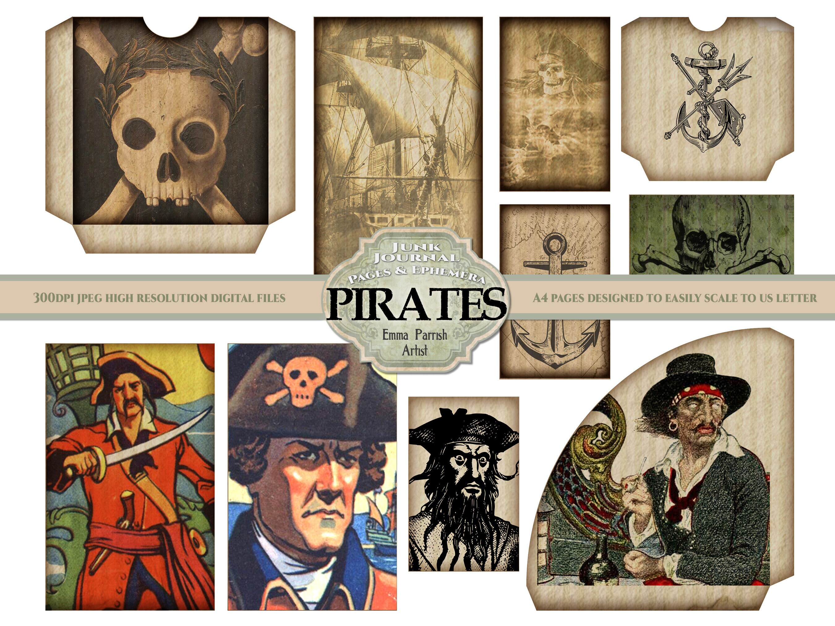 Pirate Junk Journal Kit Pirates Printable Ephemera Piracy | Etsy