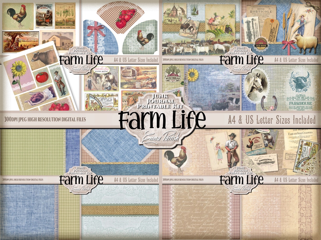 Farm Printable Junk Journal Download, Farm Life Printable Kit ...